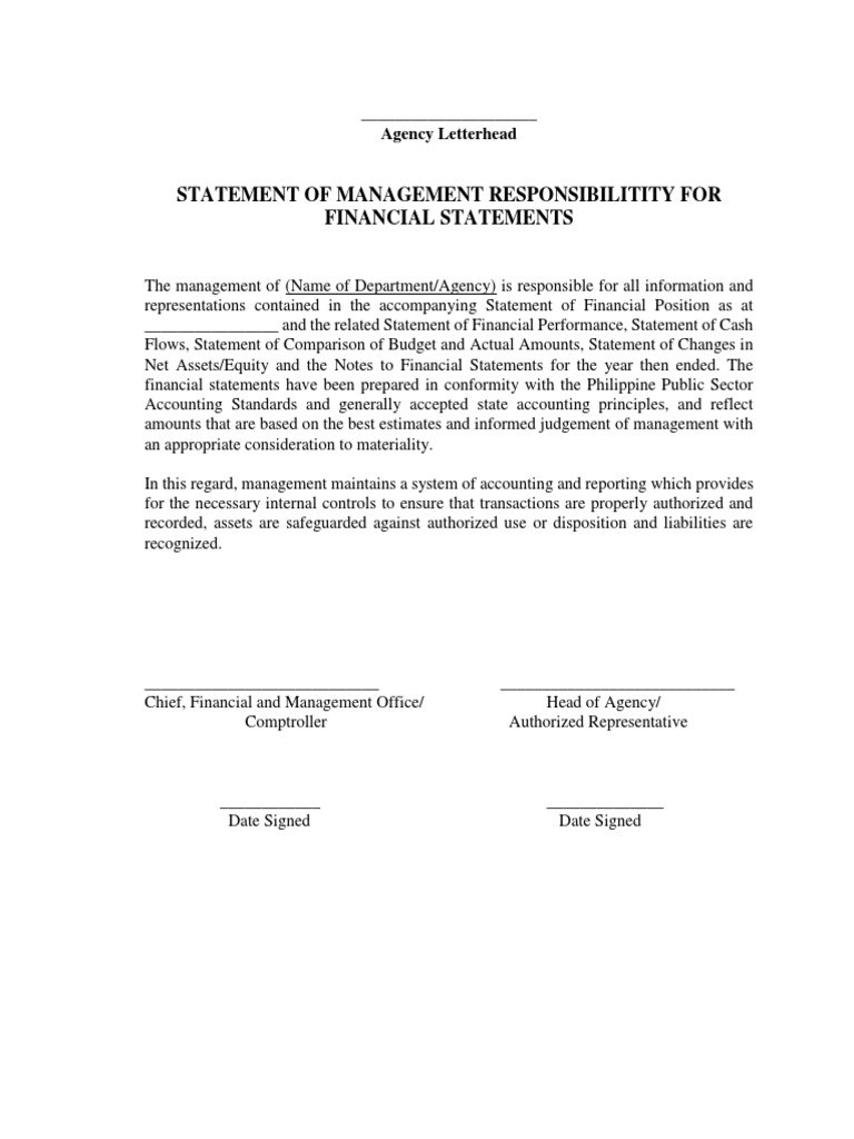 Statement of MAnagement Responsibility | PDF
