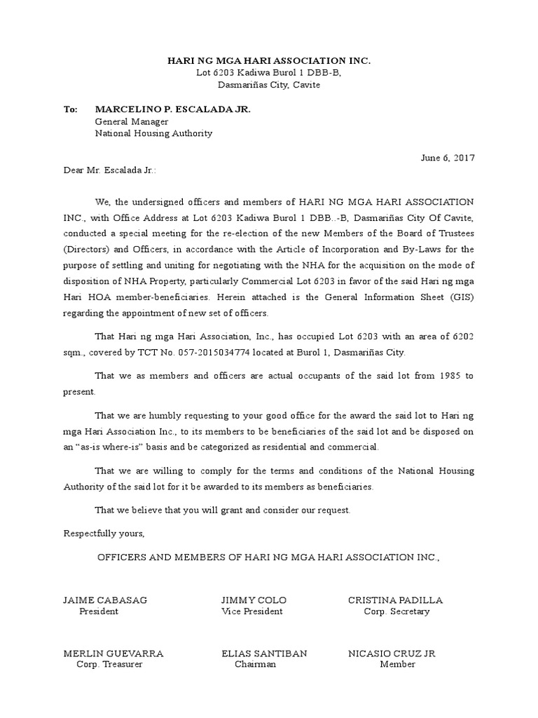 Letter of Intent Nha | Legal Documents | Justice