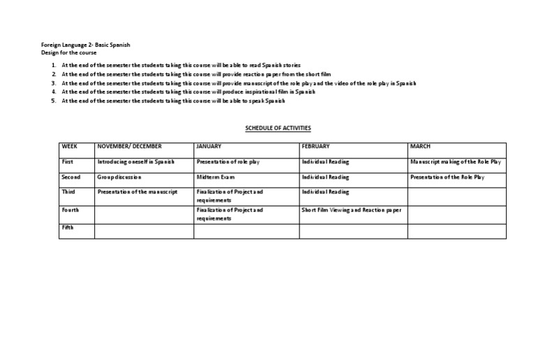 Course Design of Foreign Language 2 | PDF