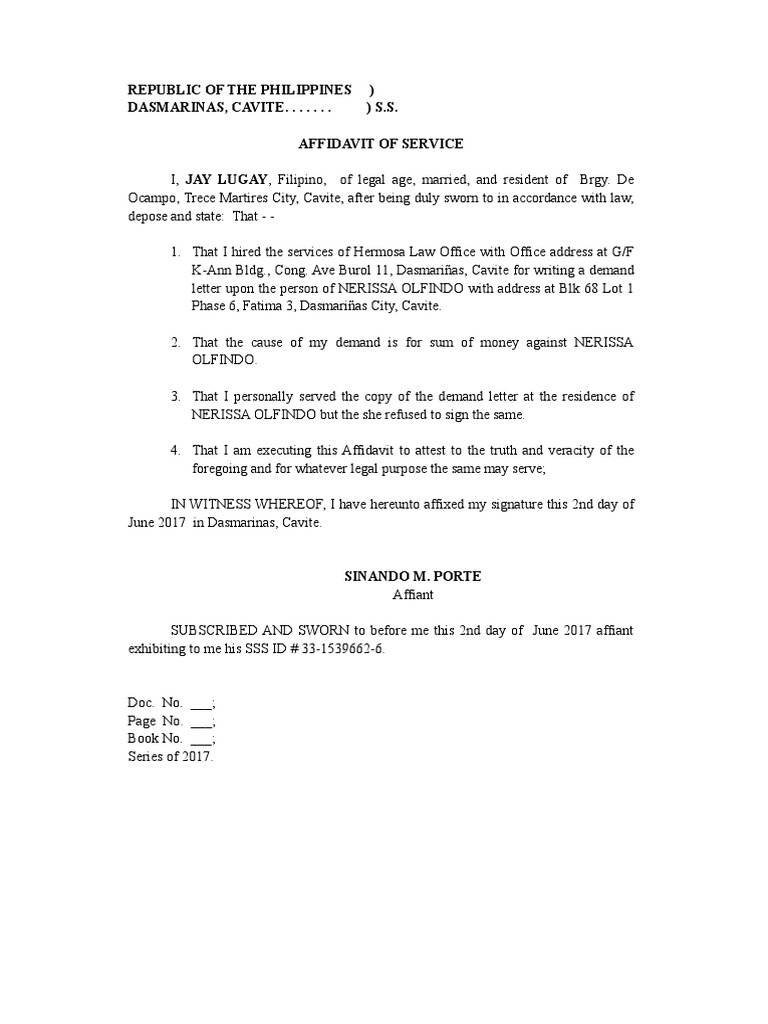 Affidavit of Service Refusal | PDF