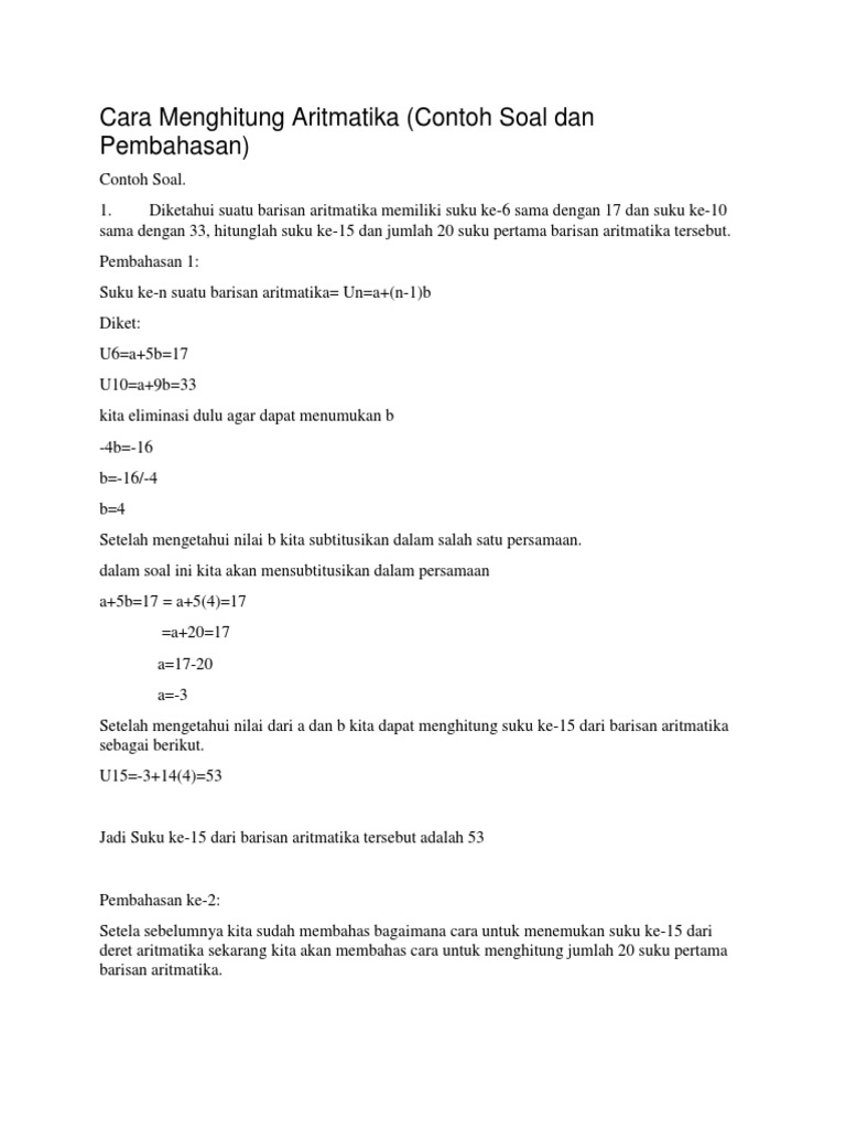 Cara Menghitung Aritmatika | PDF