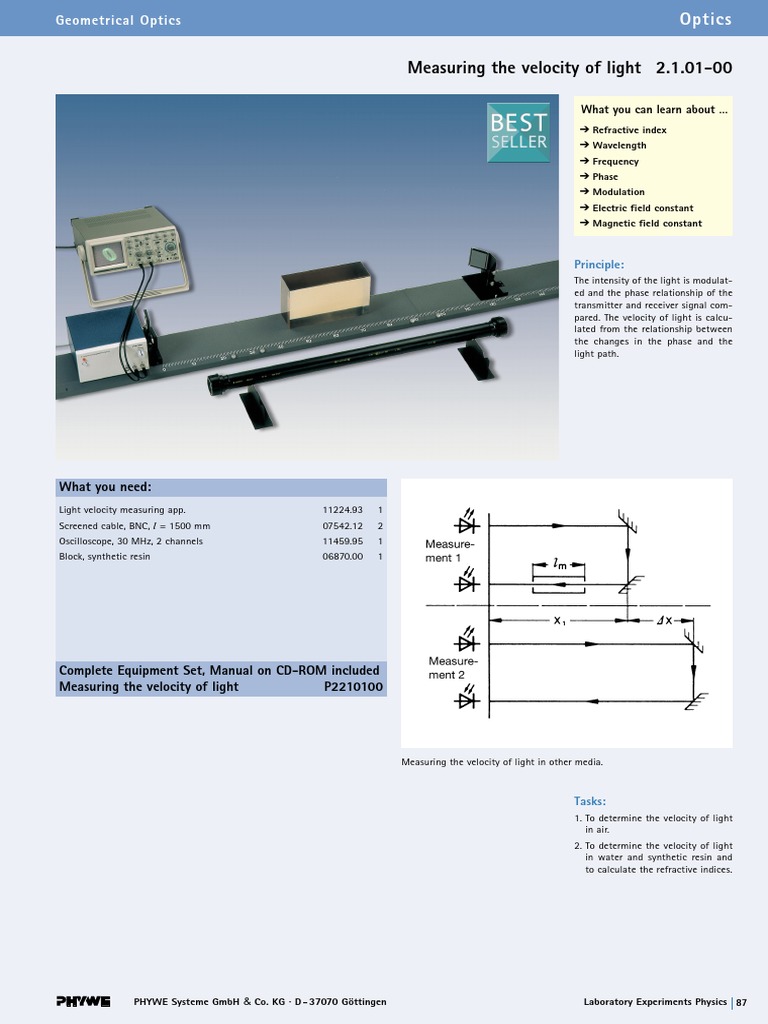 Measuring The Velocity of Light | PDF | Speed Of Light | Refractive Index