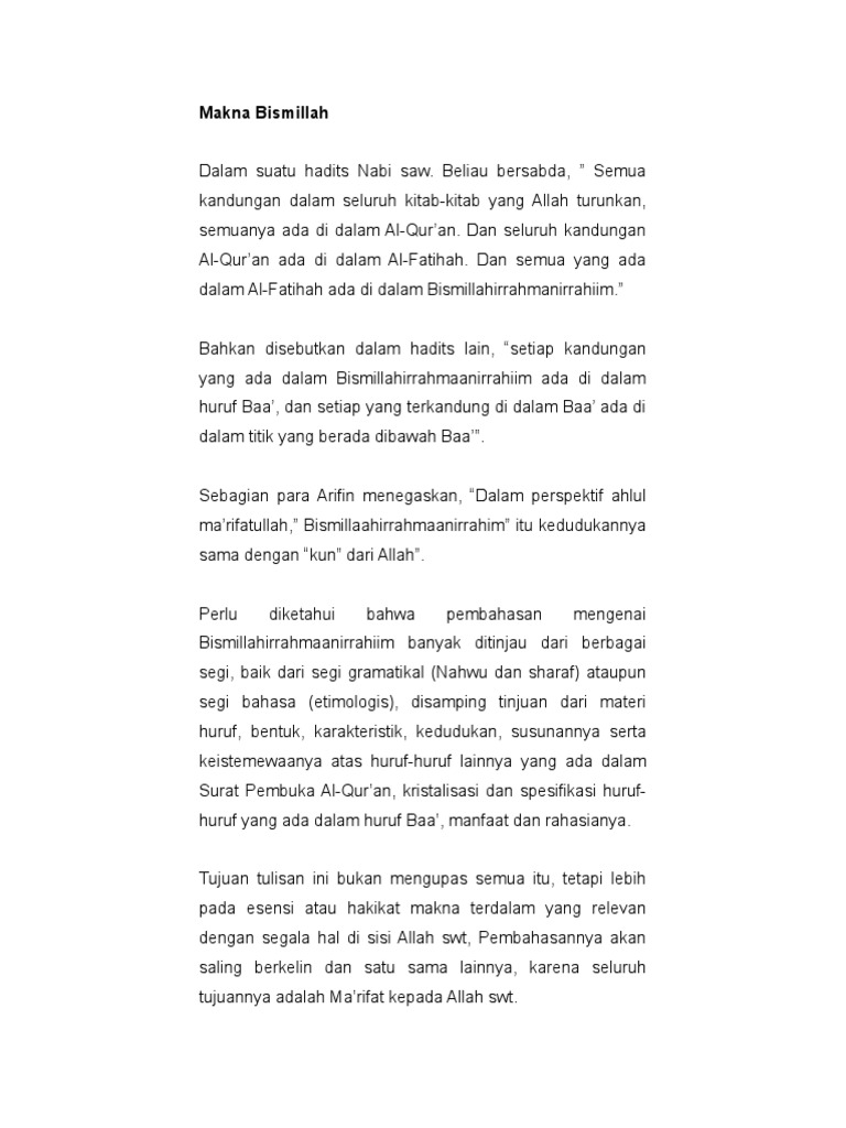 Makna Bismillah | PDF | Agama & Spiritualitas | Puisi