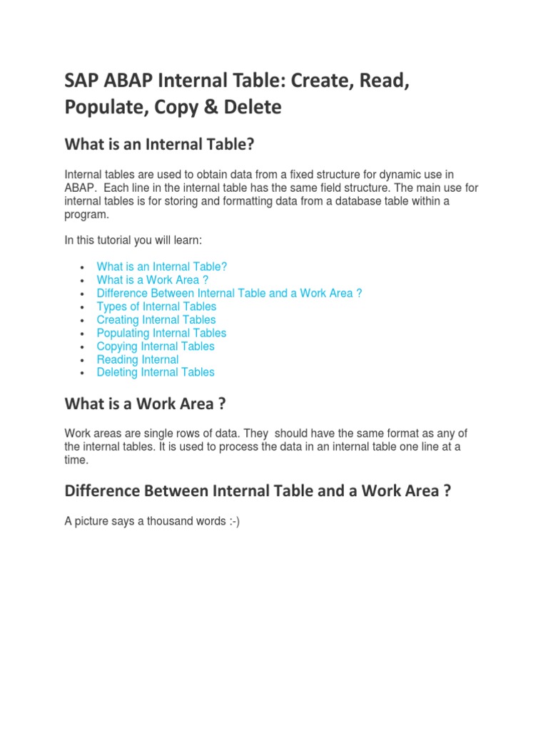 SAP ABAP Internal Table | PDF | Database Index | Data Type