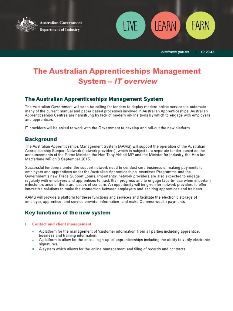 The Australian Apprenticeships Management System - IT Overview | PDF ...