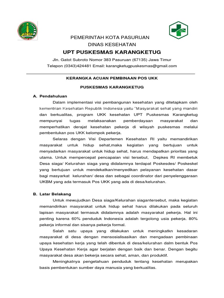 Kerangka Acuan Pembinaan Pos Ukk | PDF