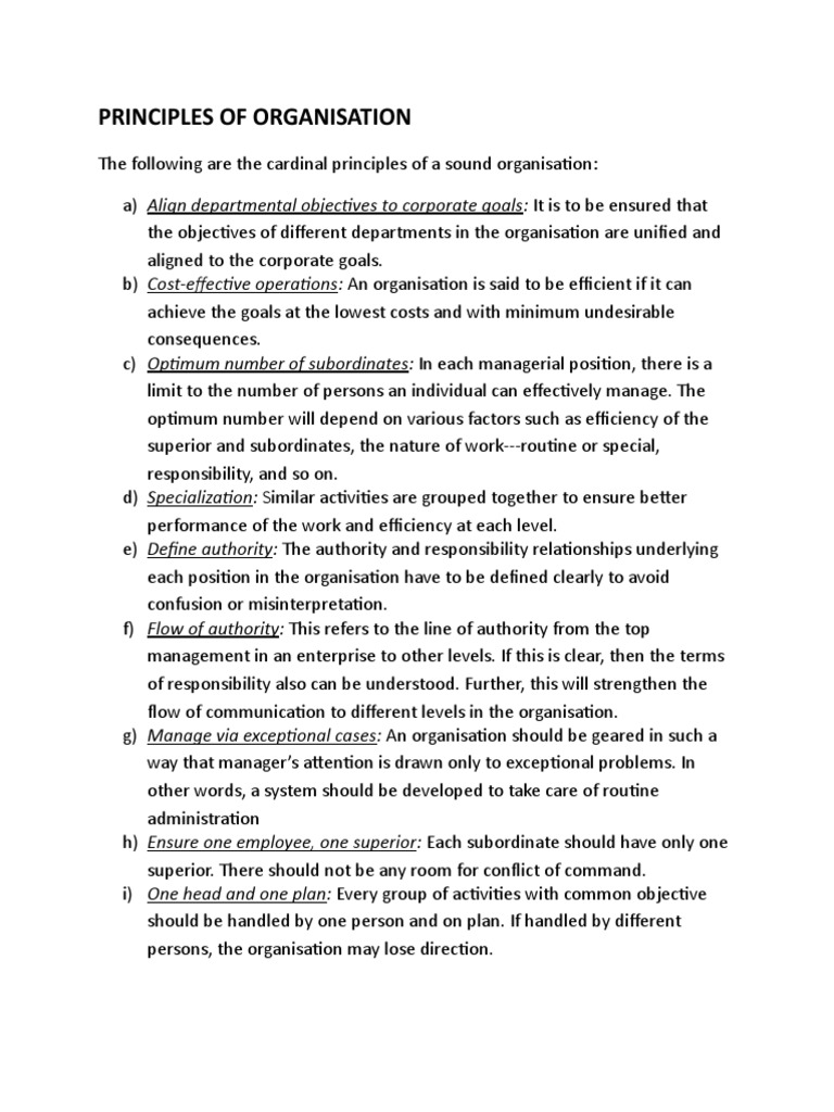 Principles of Organization Explained | PDF | Business | Leadership