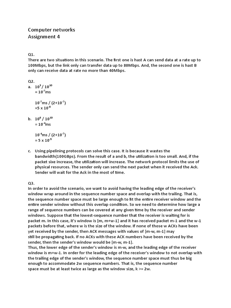 Computer Networks A4 | PDF | Transmission Control Protocol ...