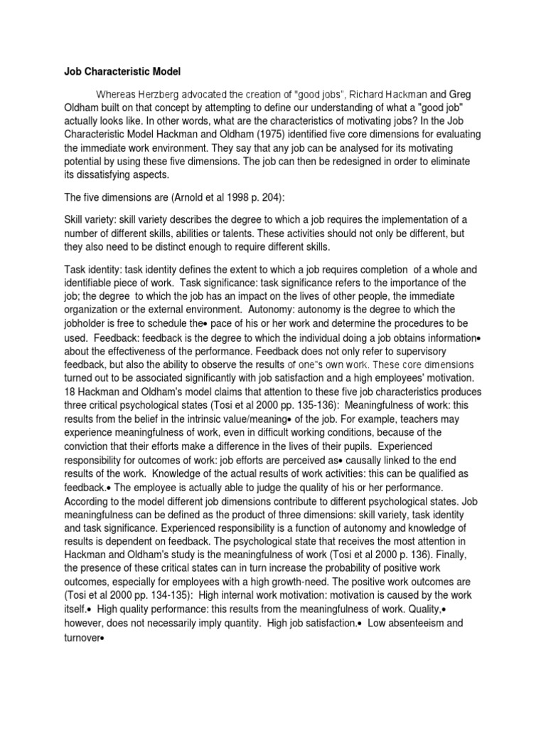 Job Characteristic Model | PDF | Job Satisfaction | Motivation