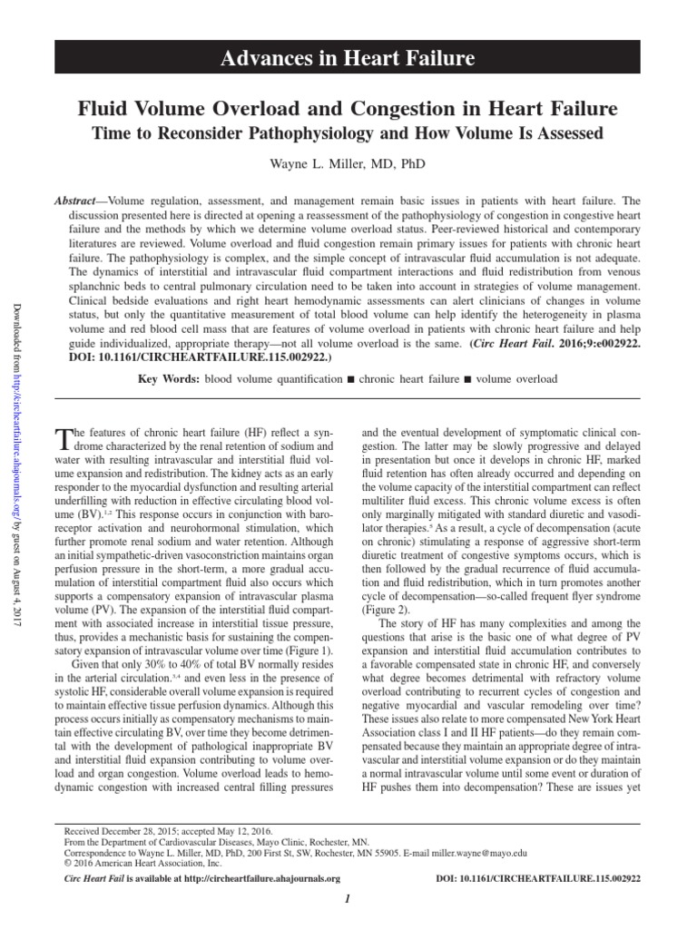 Fluid Volume Overload and Congestion in Heart Failure | PDF | Heart ...