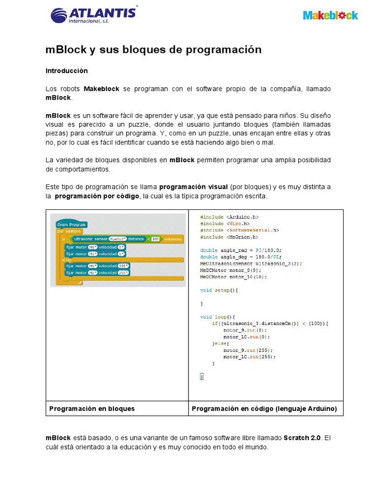 Bloques de Programación en mBlock | PDF | Robot | Robótica