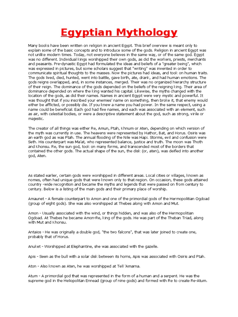 Egyptian Mythology | PDF | Horus | Thebes