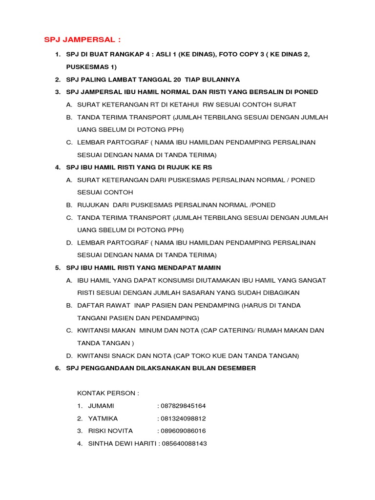 Panduan SPJ Jampersal | PDF