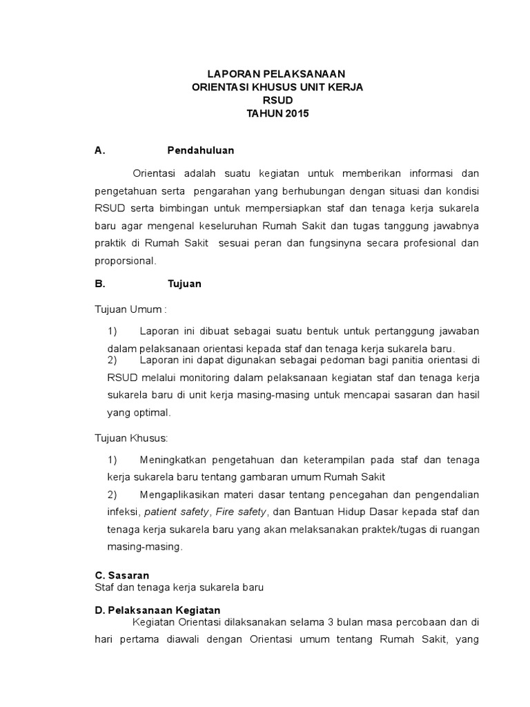 Laporan Orientasi | PDF