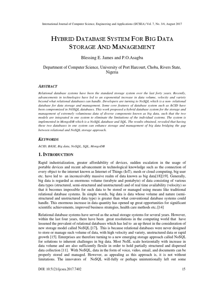 Hybrid Database System For Big Data Storage and Management | PDF | No ...