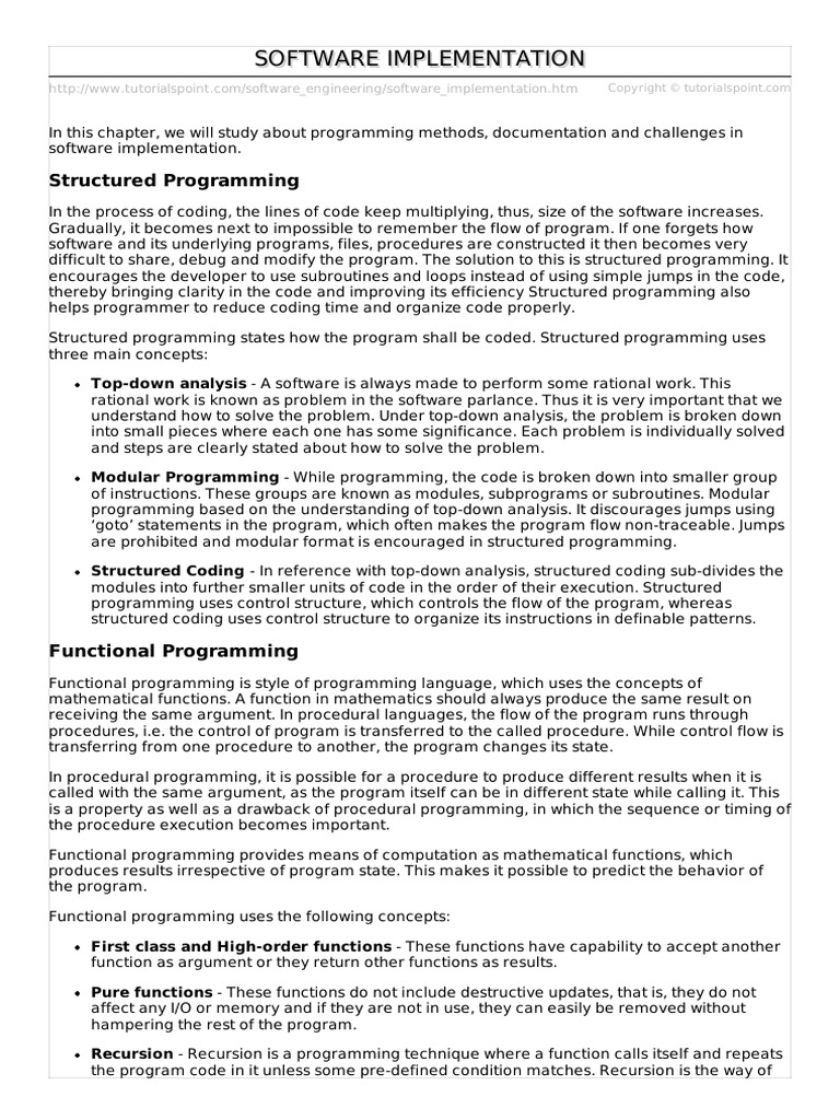 11software Implementation PDF | PDF | Functional Programming | Subroutine