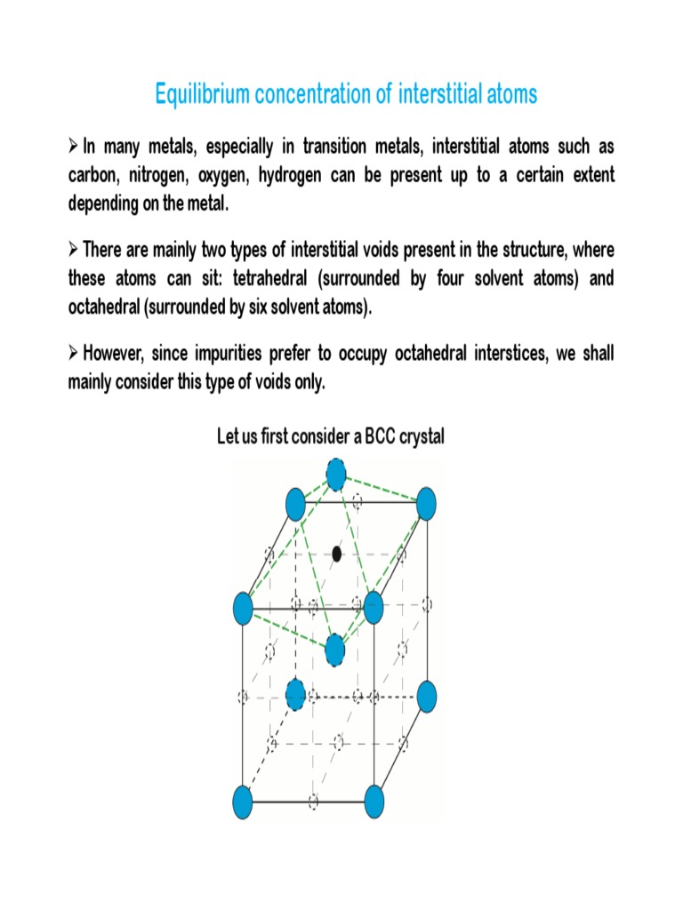 Equilibrium Concentration of Interstitial Atoms | PDF | Crystal ...