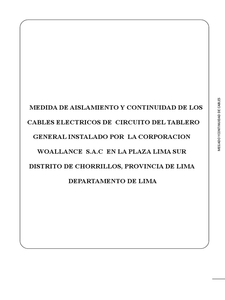 Procedimiento Megado de Cables 2 | PDF | Ingenieria Eléctrica ...