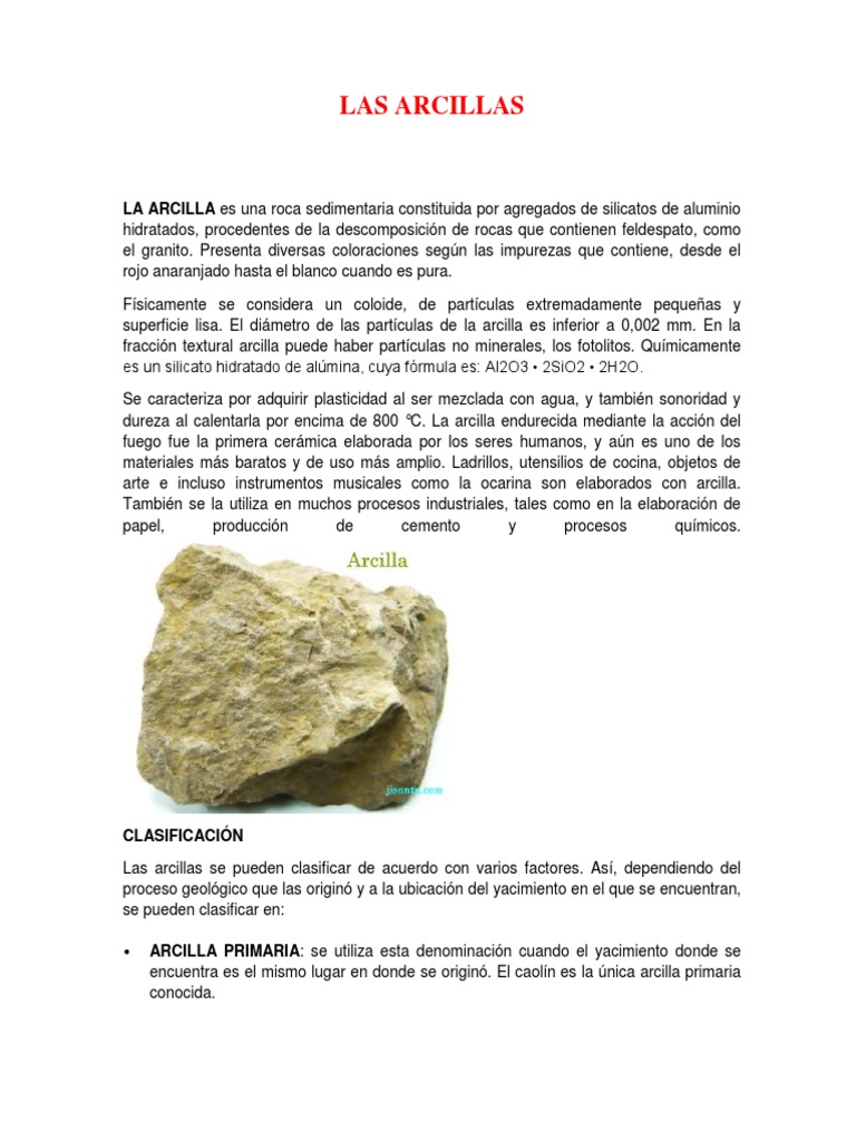 Origen y características de la arcilla | PDF | Arcilla | Materiales ...