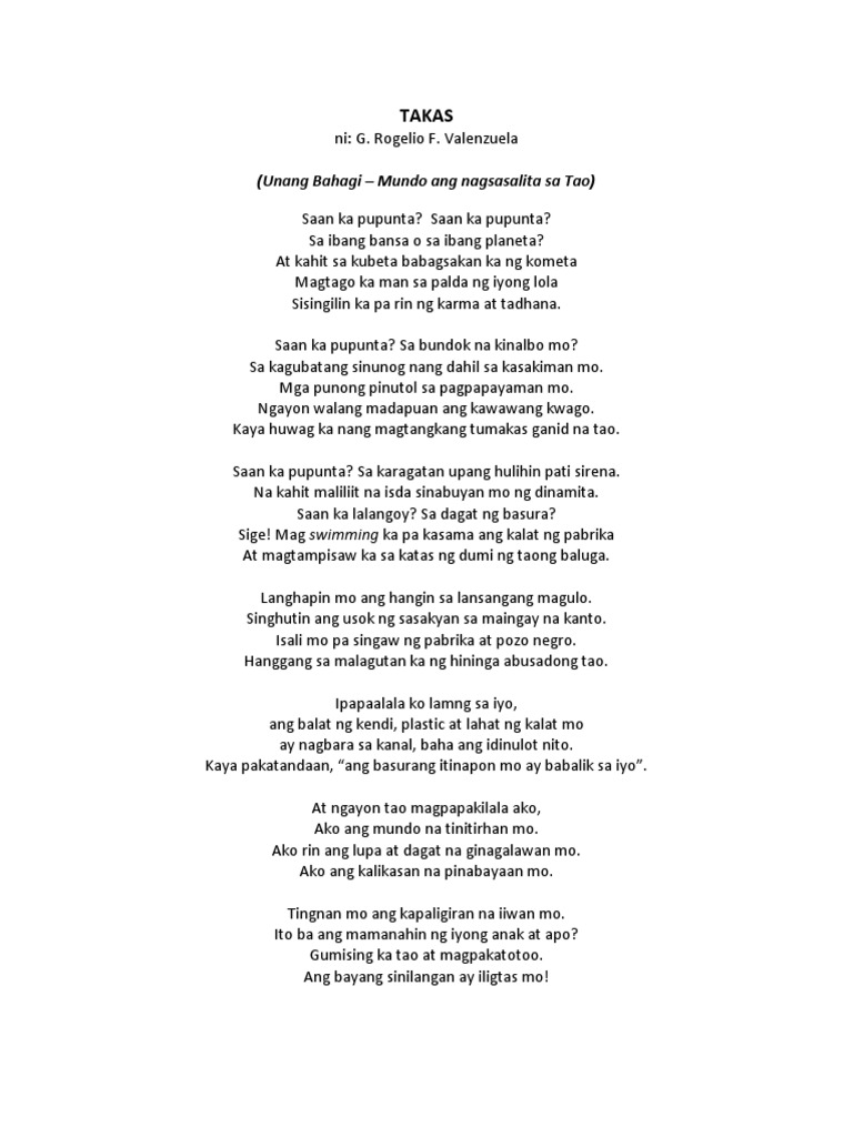 TAKAS Speech Choir Piece PDF | PDF