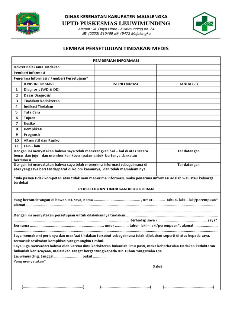 Lembar Persetujuan Tindakan Medis | PDF
