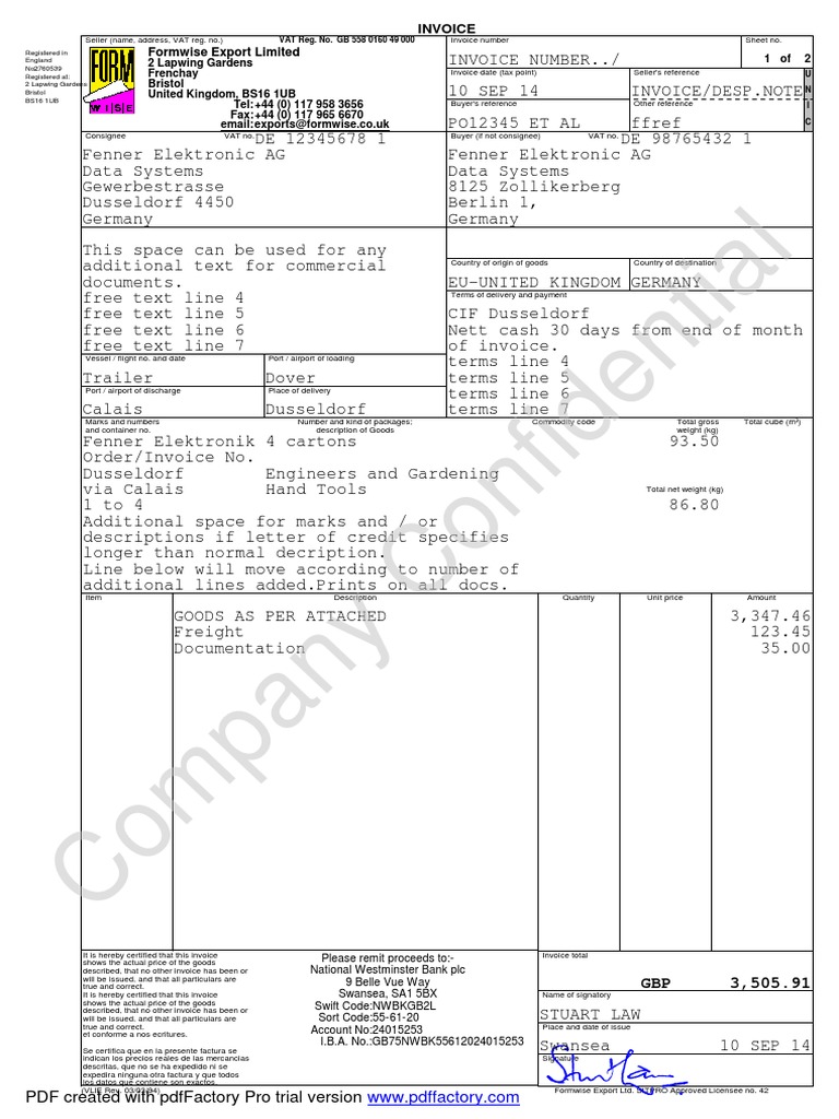 Sit Pro Sample Documents | Invoice | Value Added Tax
