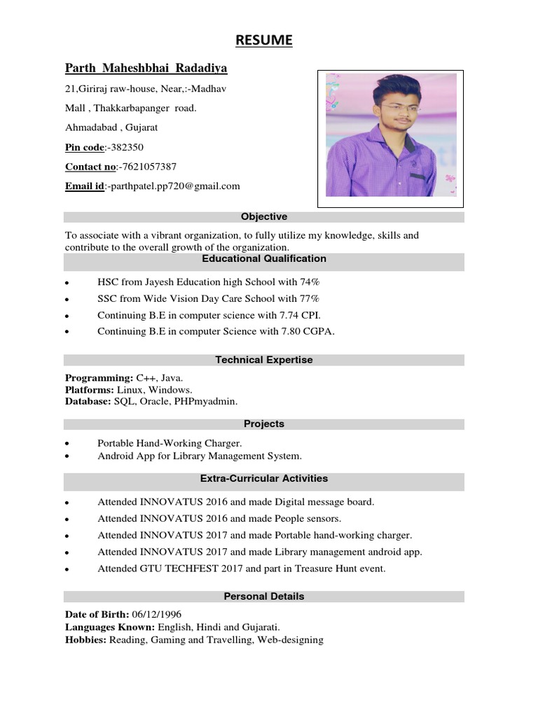 Parth Resume | PDF | Career & Growth | Computers