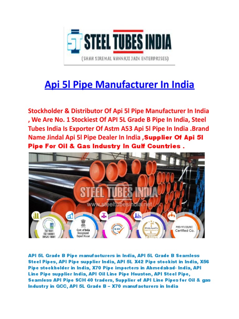 API 5L Pipe Suppliers in India | PDF | Pipe (Fluid Conveyance) | Plumbing