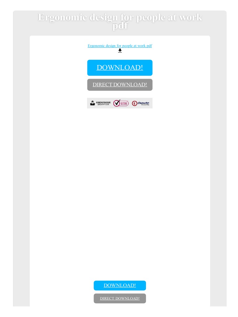 Ergonomic Design For People at Work PDF | PDF | Human Factors And ...