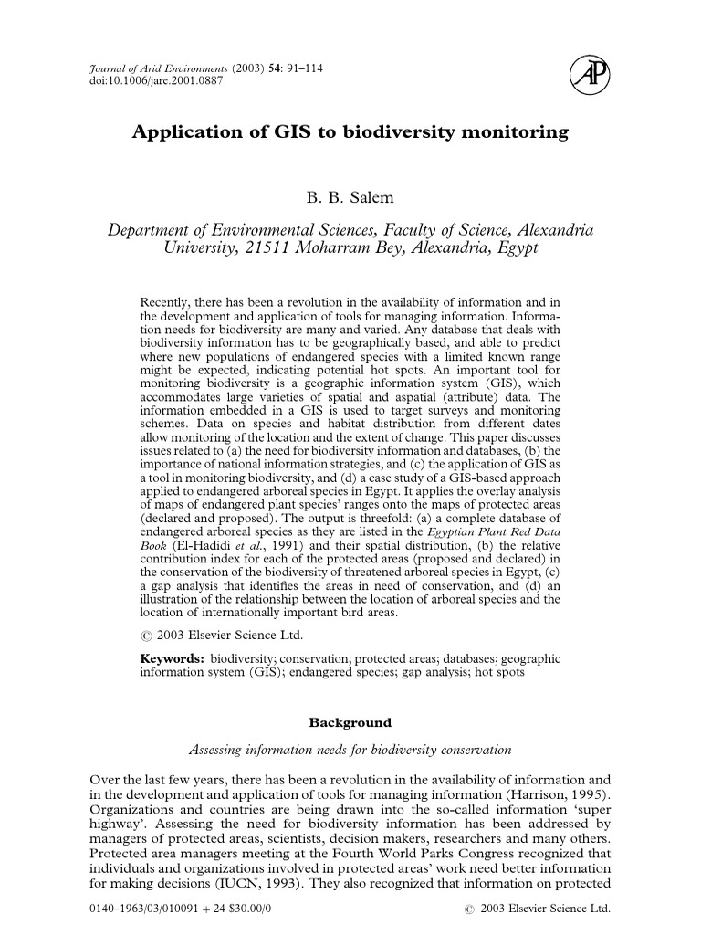Application of GIS in Biodiversity | PDF | Geographic Information ...