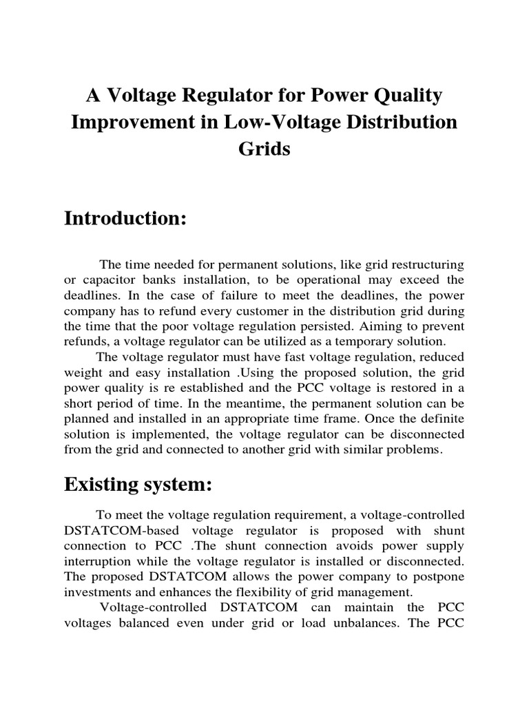 A Voltage Regulator For Power Quality Improvement in Low-Voltage ...