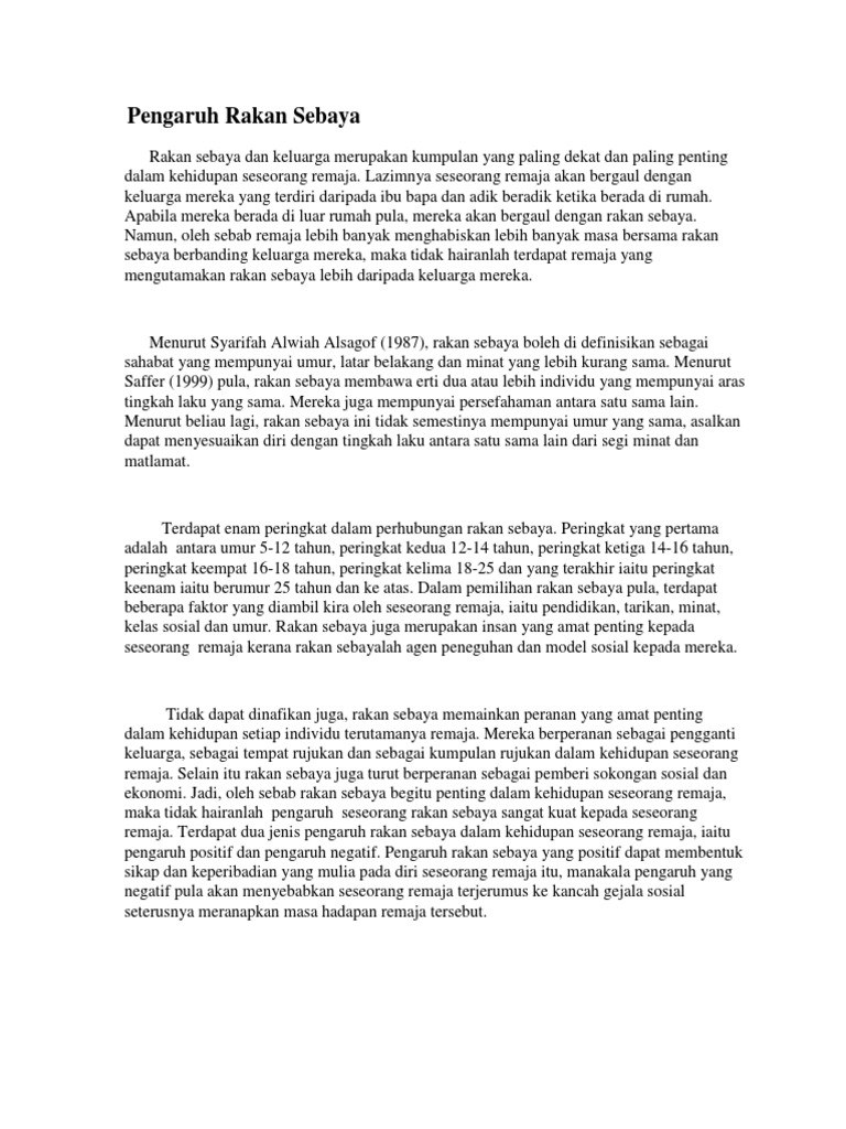 Pengaruh Rakan Sebaya | PDF
