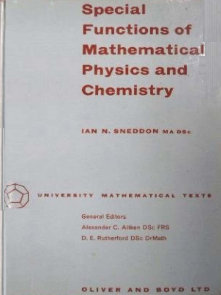 (I N Sneddon) Special Functions of Mathematical PH PDF | PDF ...