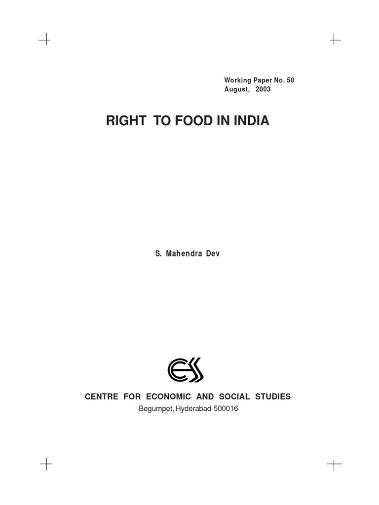 Right To Food in India: S. Mahendra Dev | PDF | Human Rights | Foods