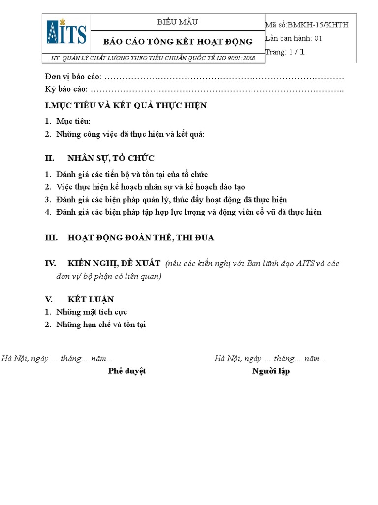 Bieu Mau Bmkh-15 - KHTH | PDF