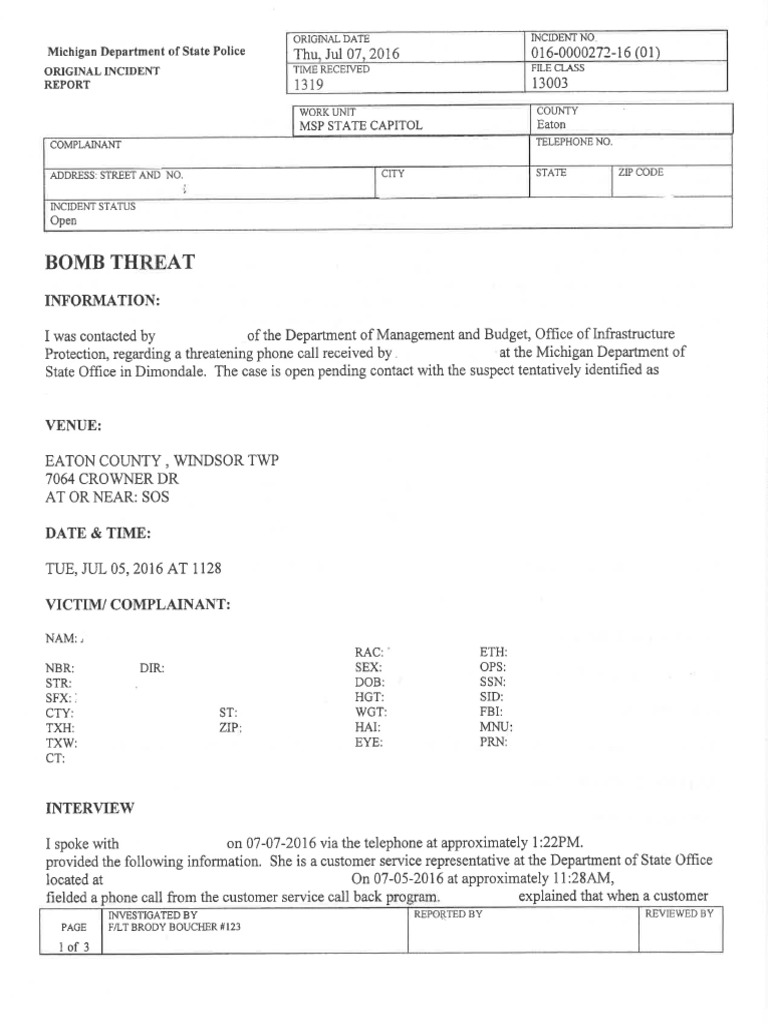 MSP Capitol Security Reports | PDF