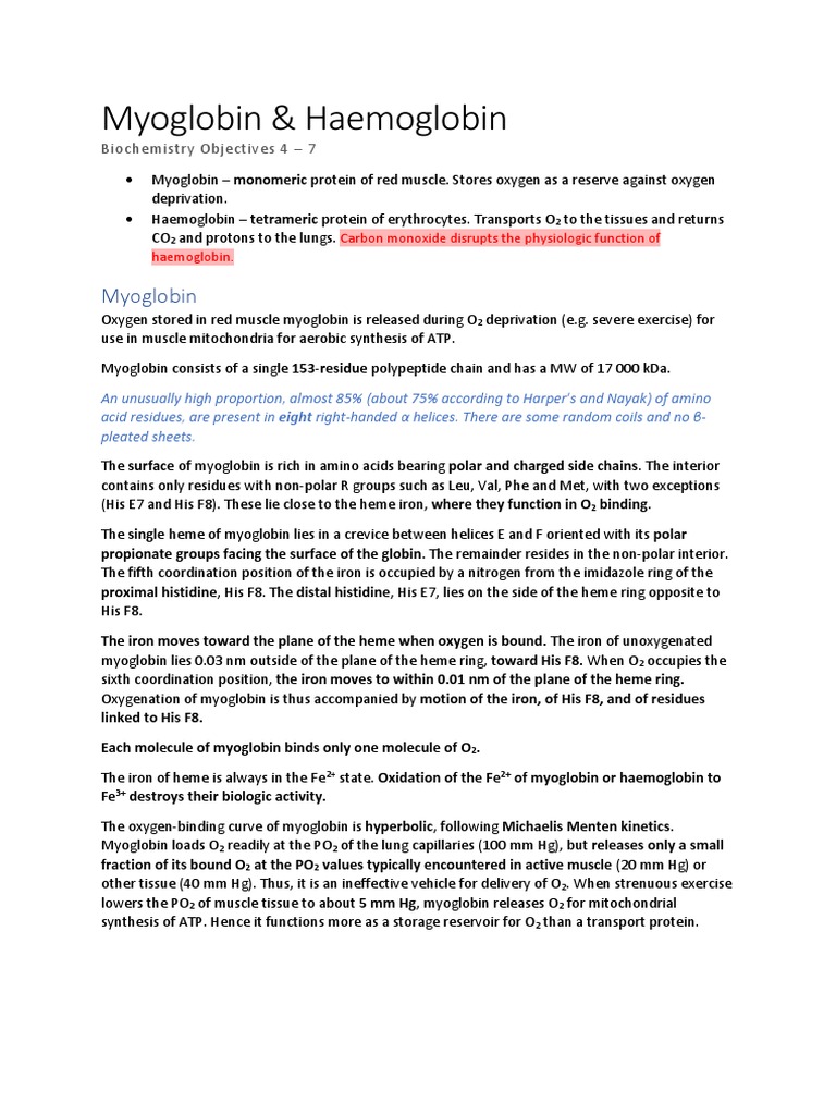 Biochemistry of Oxygen Transport | PDF | Hemoglobin | Biomolecules