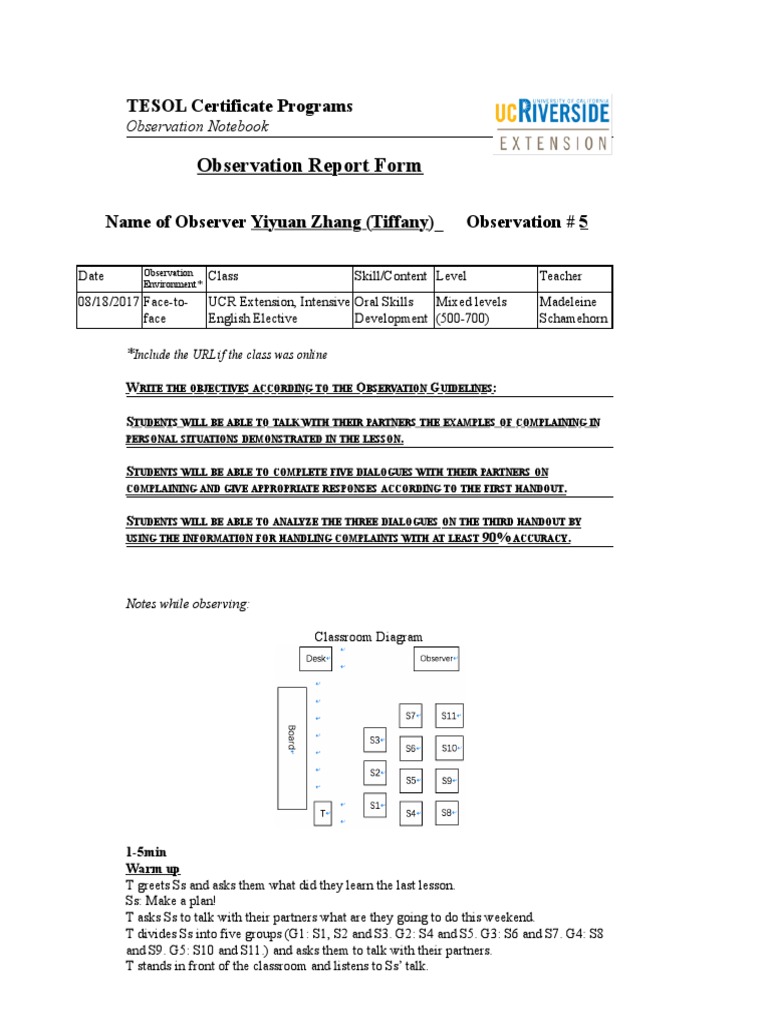 Observation Report Form 5 | PDF | Language Education | Facilitator