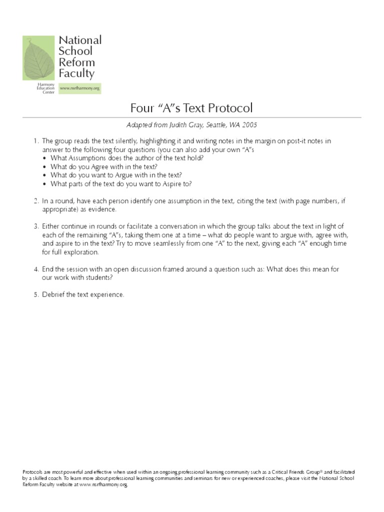 The Four As Text Protocol | PDF | Foreign Language Studies