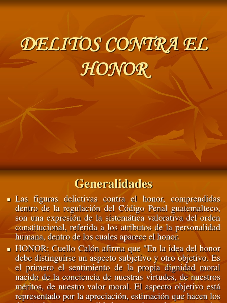 Delitos Contra El Honor | Delito | Derecho penal
