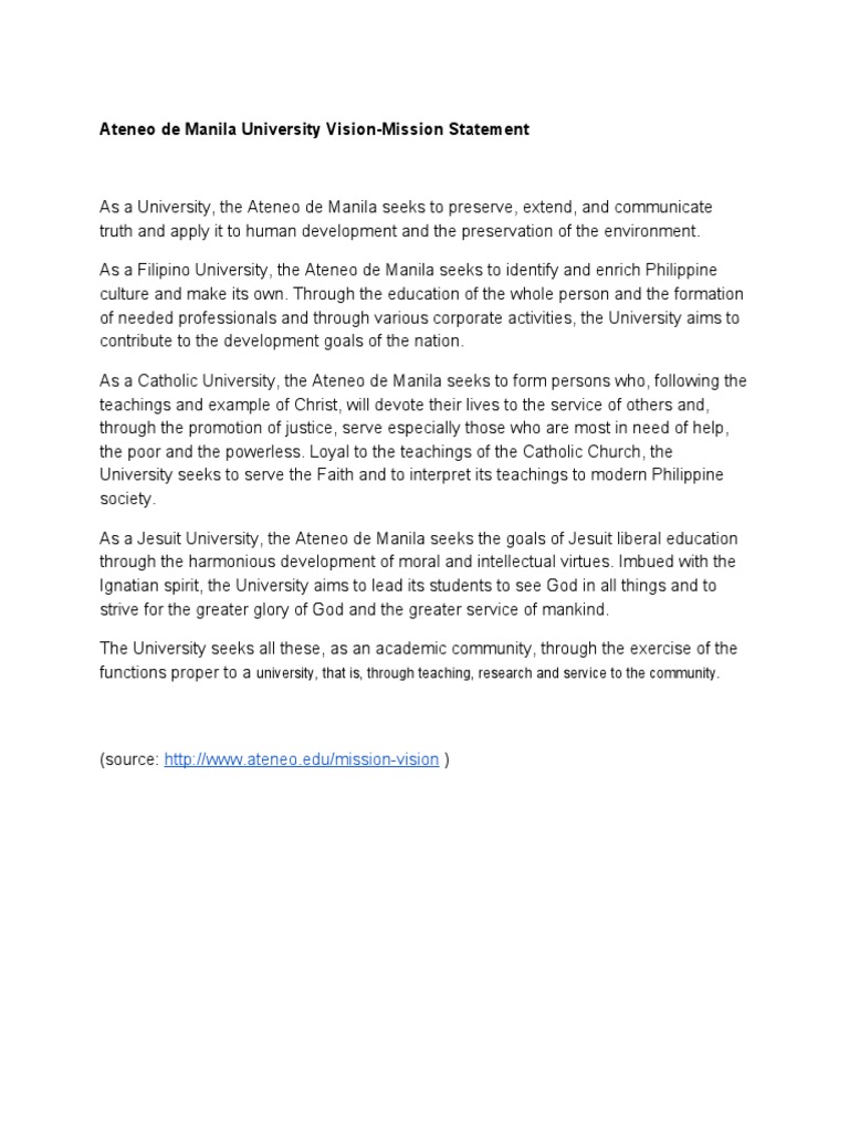 ADMU Vision-Mission Statement | PDF