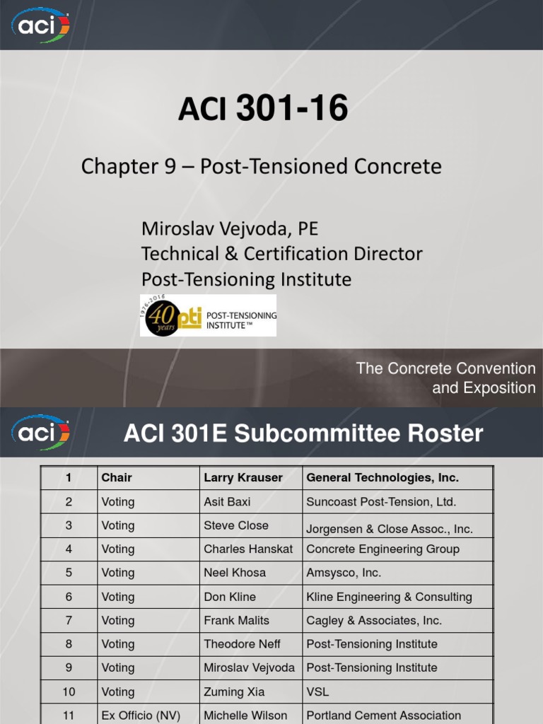 ACI 301 Chapter 9 Post Tensioning Vejvoda | PDF | Prestressed Concrete ...