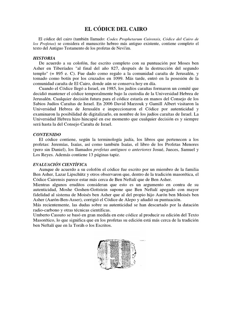 Códices Hebreos: Historia y Contenido | PDF | Versiones bíblicas y ...