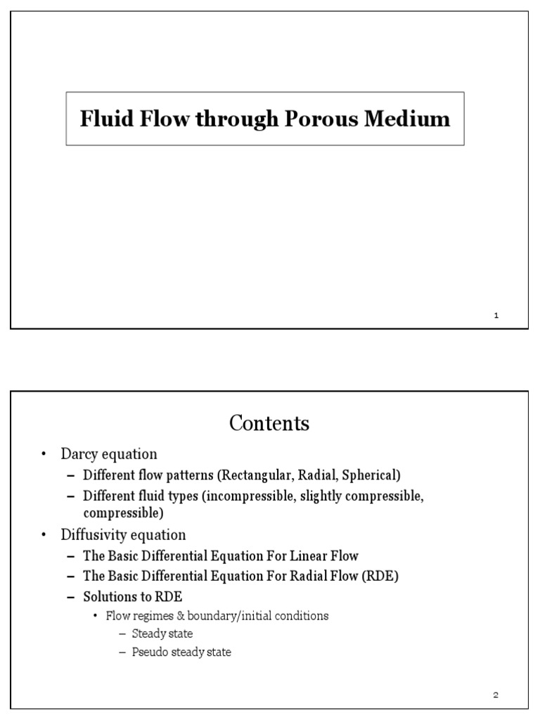 Fluid Flow Through Porous Media | PDF | Fluid Dynamics | Permeability ...