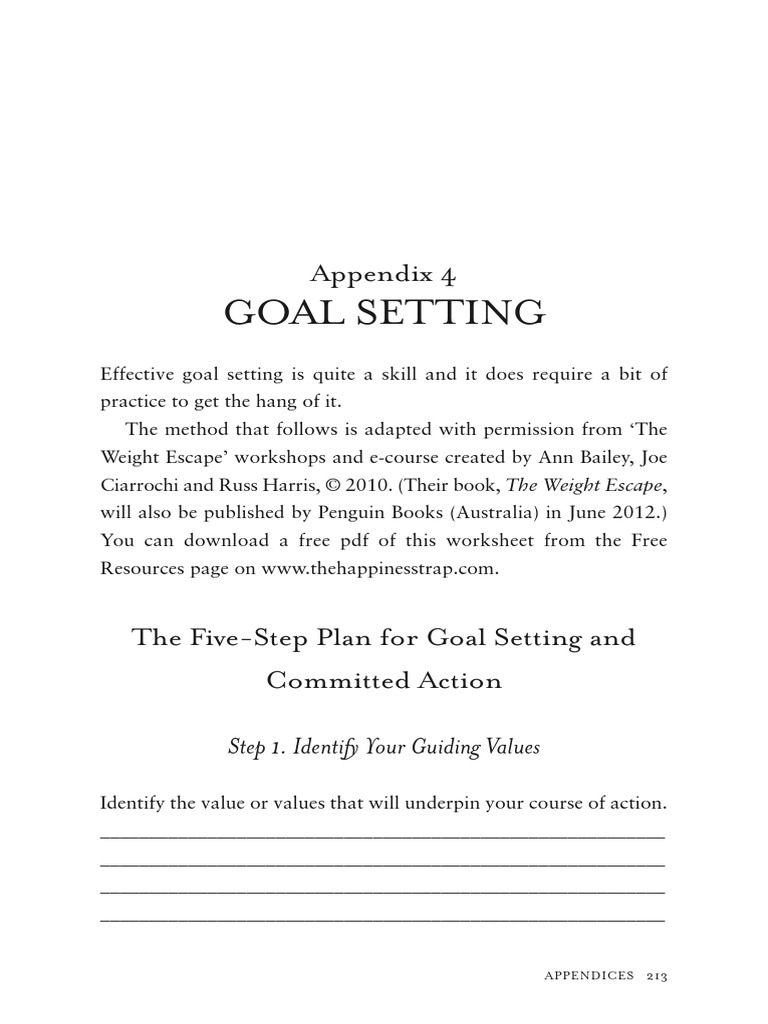 The Reality Slap - Appendix 4 - Goal Setting | PDF | Goal Setting | Goal