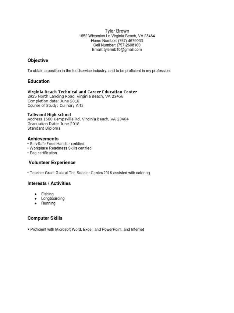 Culinary Resume | PDF