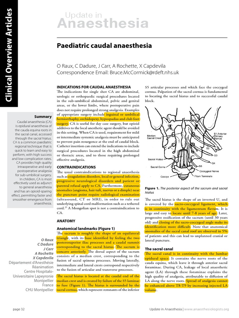 Caudal Anesthesia Technique