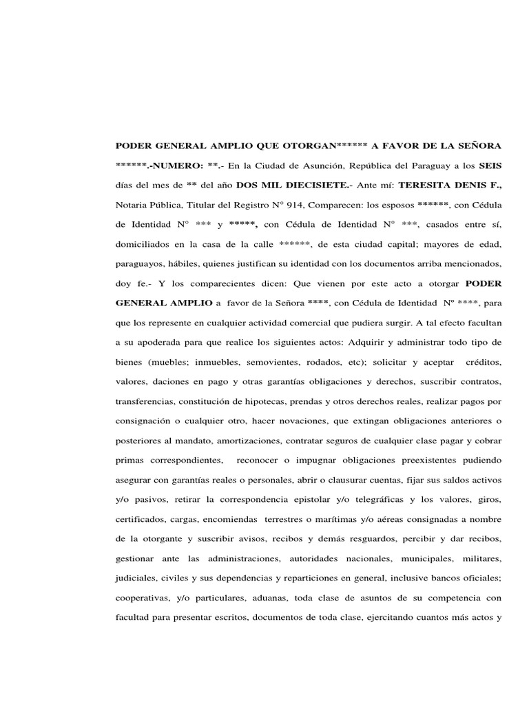 Modelo de Poder General Amplio | PDF | Bancos | Pagos