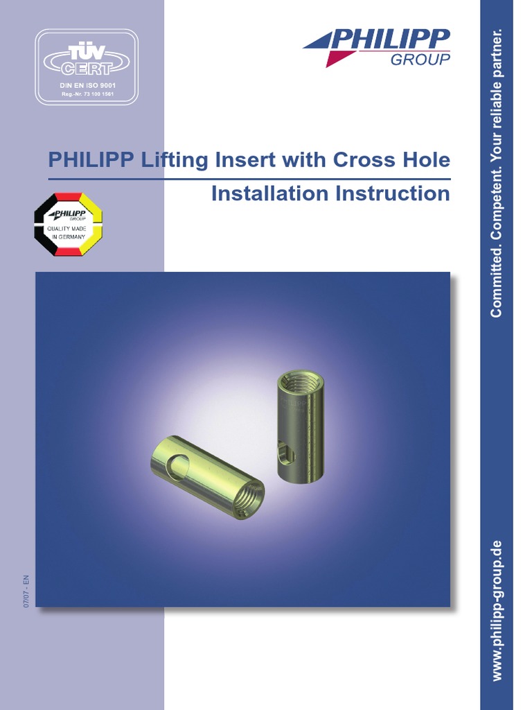 PHILIPP Lifting Insert With Cross Hole Installation Instruction | PDF ...