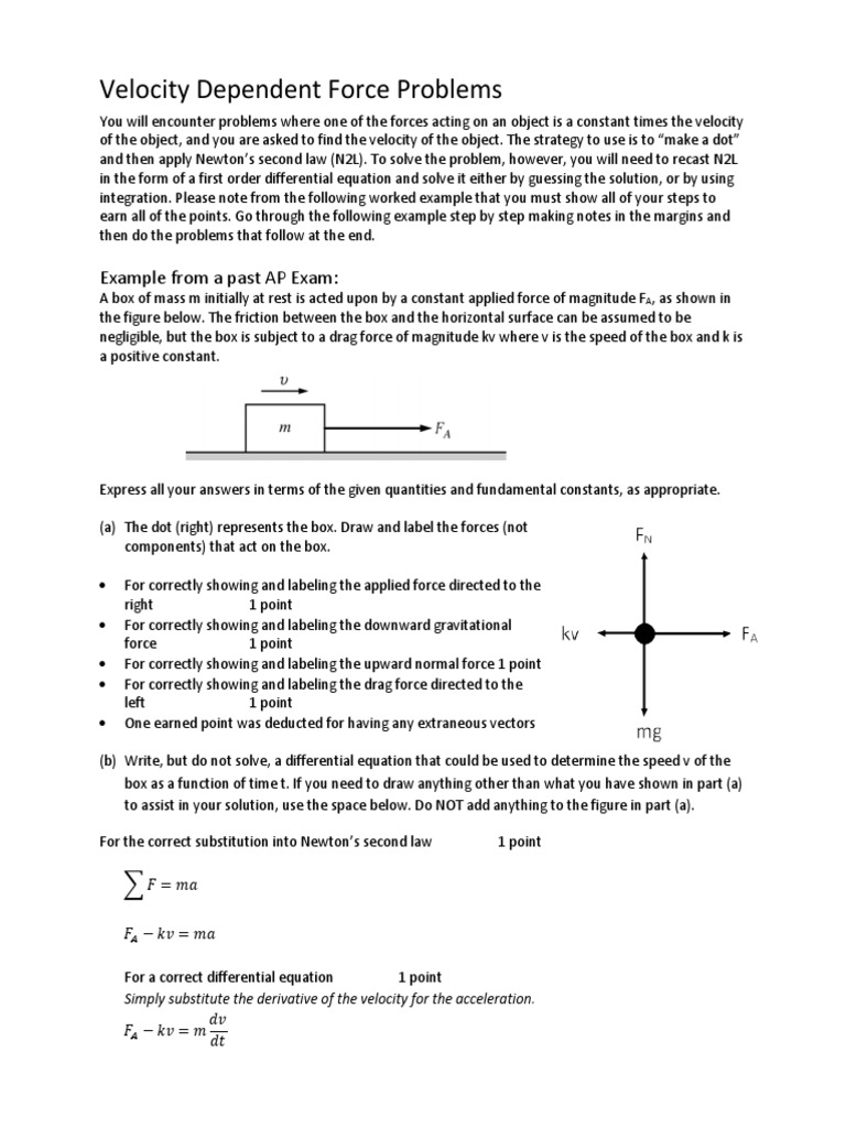 Physics: Velocity & Force Problems | PDF | Velocity | Force